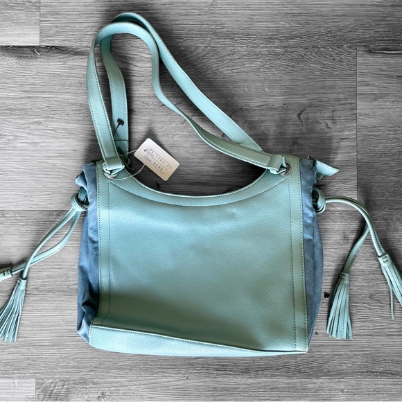 Bags | Light Blue Suede Fringe Shoulder Bag Nwt | Poshmark